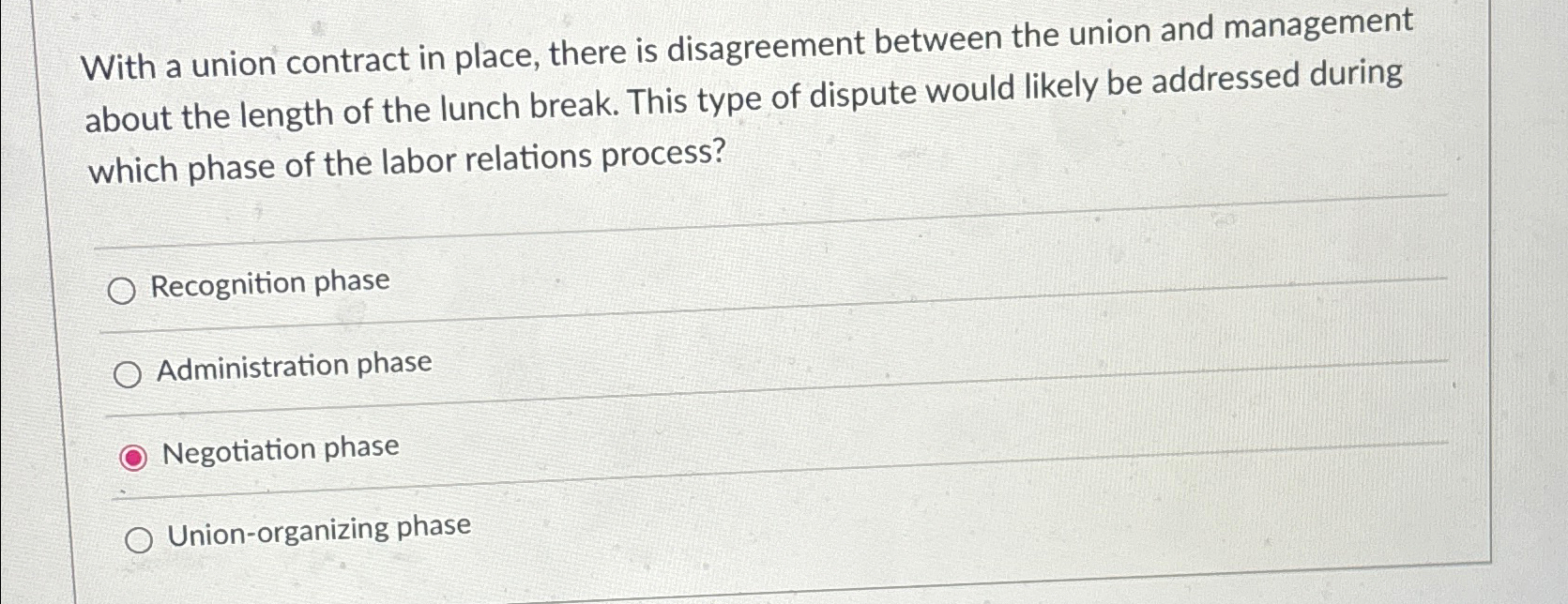 Solved With a union contract in place, there is disagreement | Chegg.com