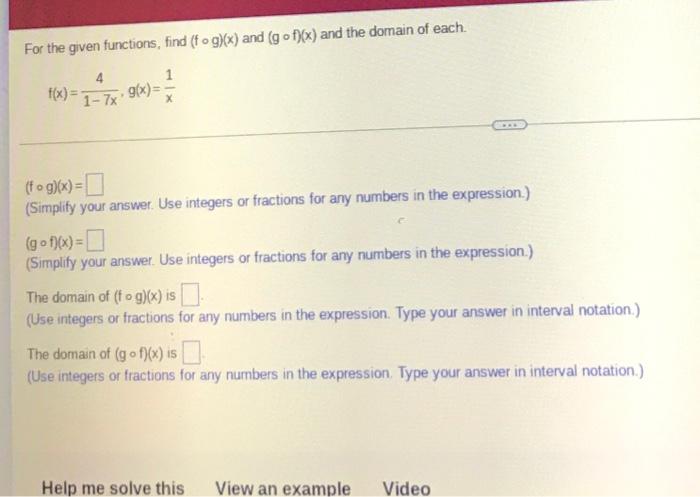 Solved For the given functions, find (fog)(x) and (gof)(x) | Chegg.com