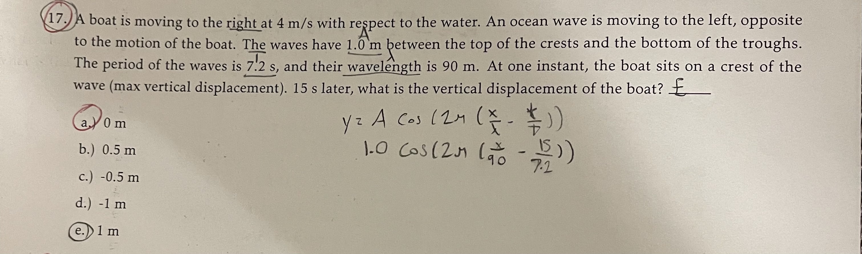 Solved 17.) ﻿A boat is moving to the right at 4ms ﻿with | Chegg.com