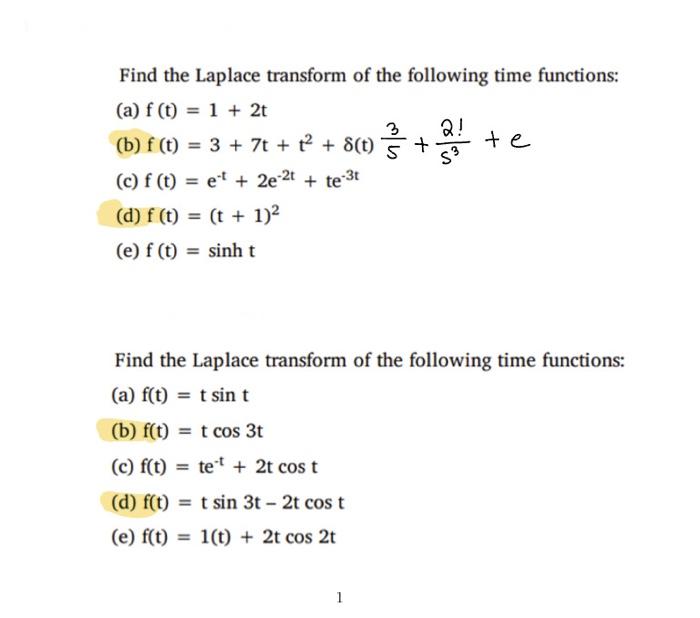Solved Find the Laplace transform of the following time | Chegg.com