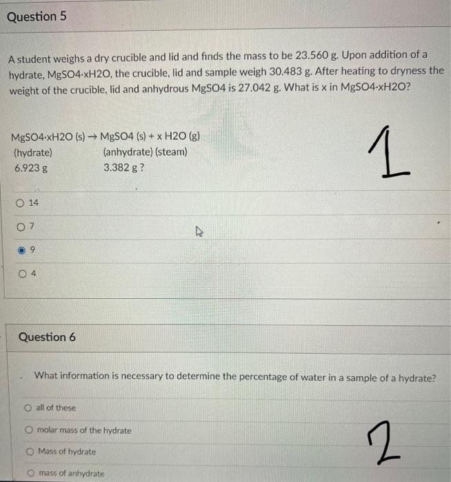 Solved A student weighs a dry crucible and lid and finds the | Chegg.com