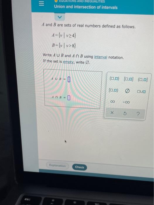 Solved AND INEQUALITIES = Union and intersection of | Chegg.com