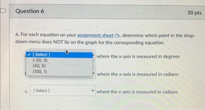Solved 6. For each equation on your assignment sheet ヨ, | Chegg.com