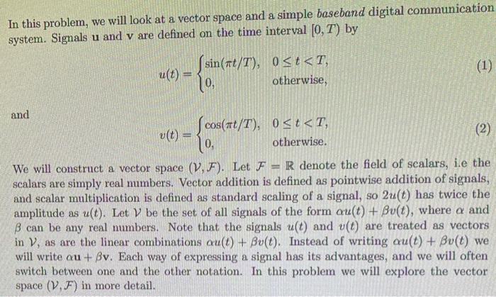 Solved In this problem, we will look at a vector space and a | Chegg.com
