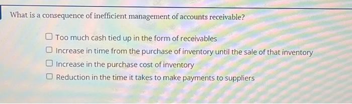 Solved What is a consequence of inefficient management of | Chegg.com