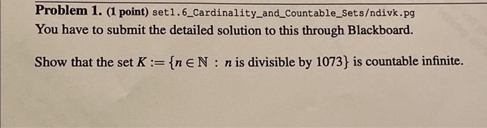 Solved Problem 1. (1 point) | Chegg.com