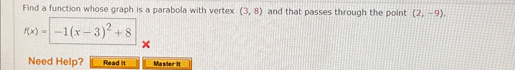 Solved Find a function whose graph is a parabola with vertex | Chegg.com