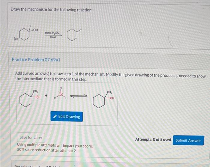 Solved Draw the mechanism for the following reaction: OH | Chegg.com