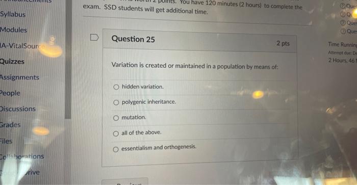 Syllabus exam. SSD students will get additional time. | Chegg.com