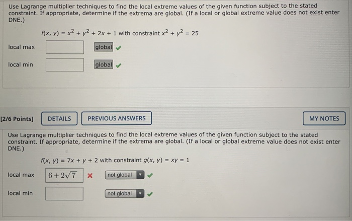 Solved Use Lagrange multiplier techniques to find the local | Chegg.com