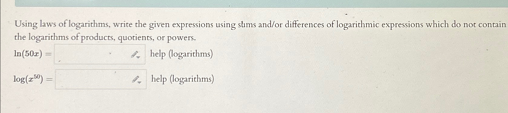 Solved Using laws of logarithms, write the given expressions | Chegg.com