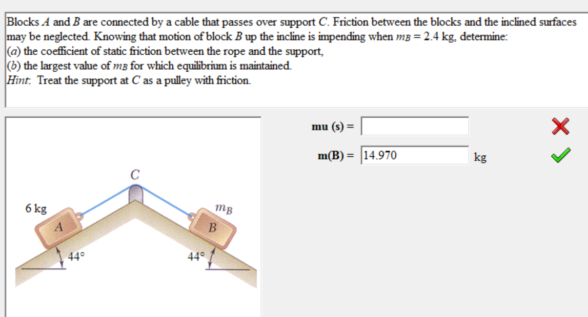Solved Blocks A and B ﻿are connected by ﻿a cable that passes | Chegg.com