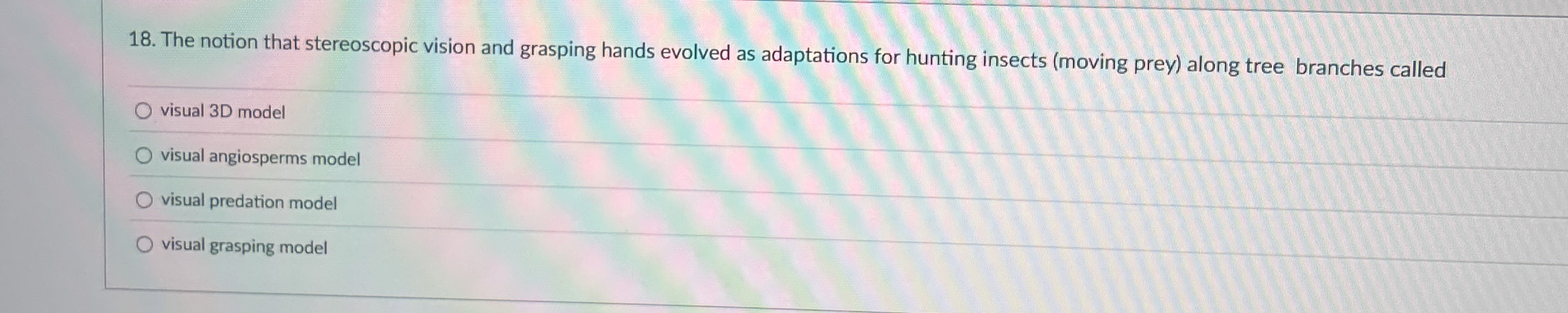 Solved The notion that stereoscopic vision and grasping | Chegg.com