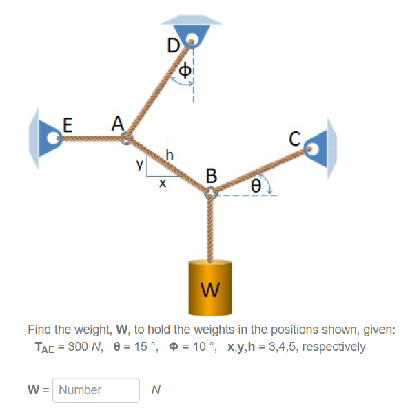 Solved Find the weight, W, ﻿to hold the weights in the | Chegg.com