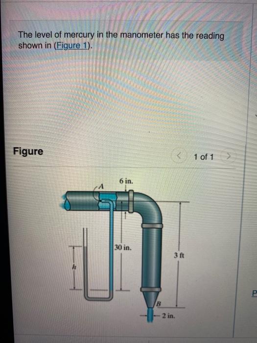 Solved The level of mercury in the manometer has the reading | Chegg.com
