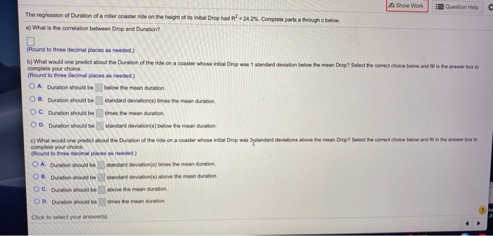 Solved A Show Work Question Help The regression of Duration | Chegg.com