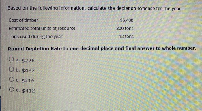 Solved Based on the following information, calculate the | Chegg.com