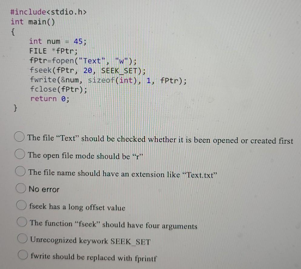 Solved Include Int Main Int Num 45 File Fptr 