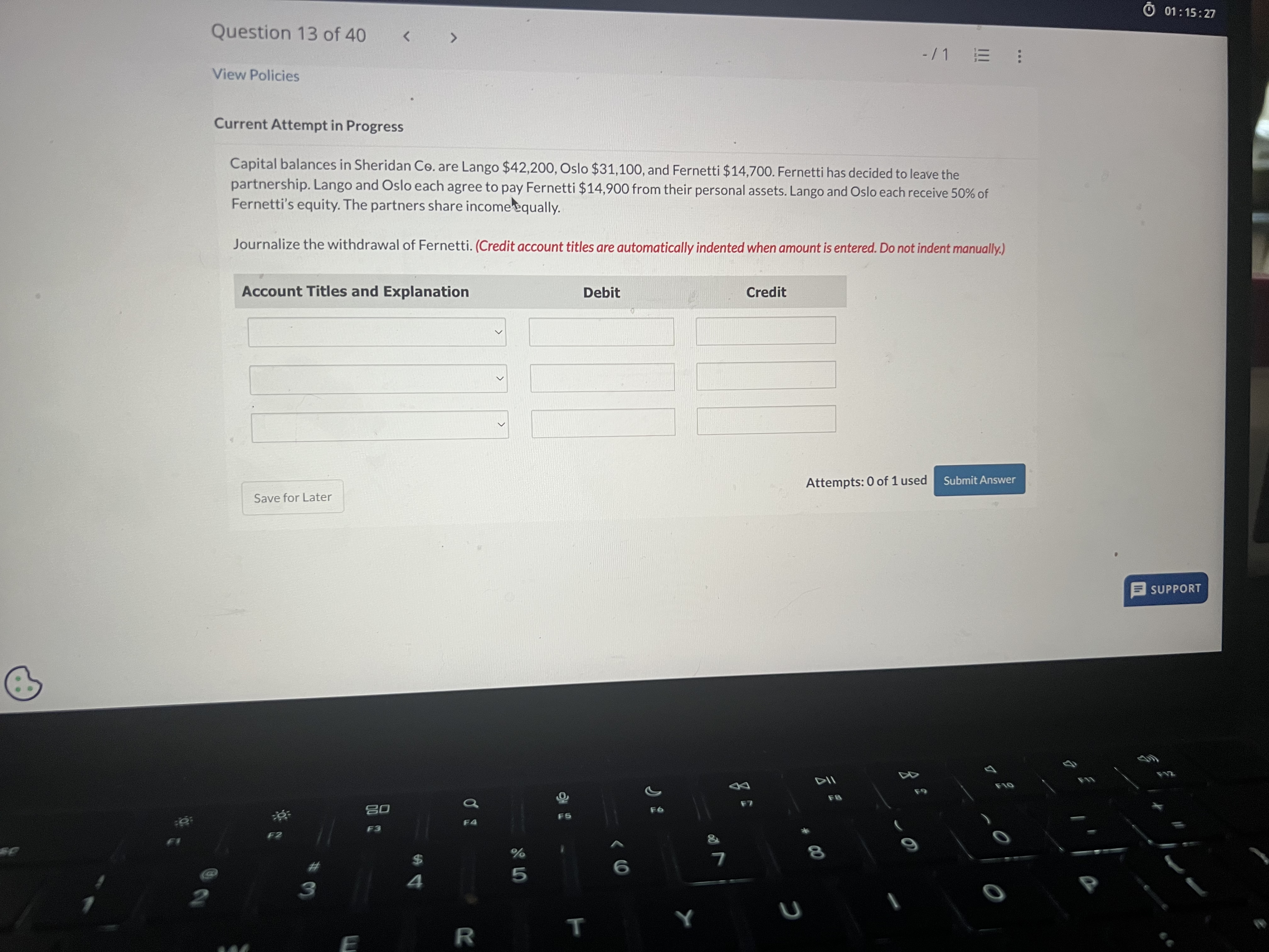 Solved Current Attempt in ProgressCapital balances in | Chegg.com