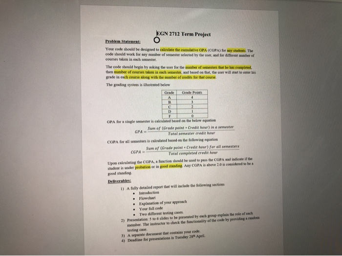 Solved EGN 2712 Term Project Problem Statement Your code | Chegg.com