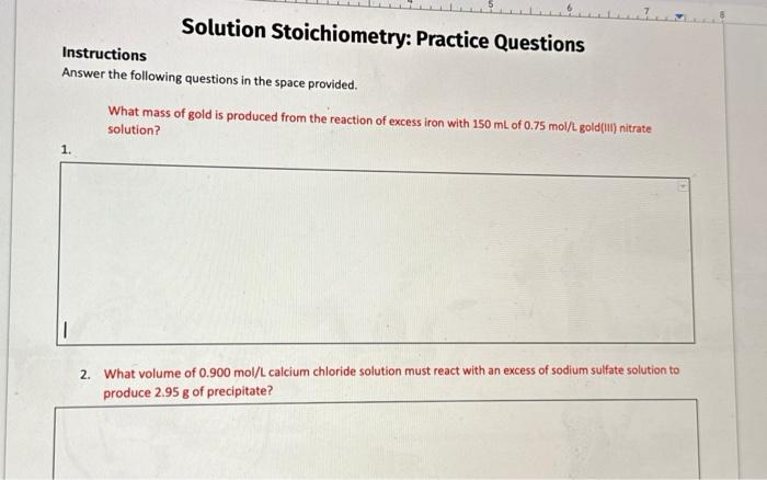 Solved Solution Stoichiometry: Practice Questions | Chegg.com