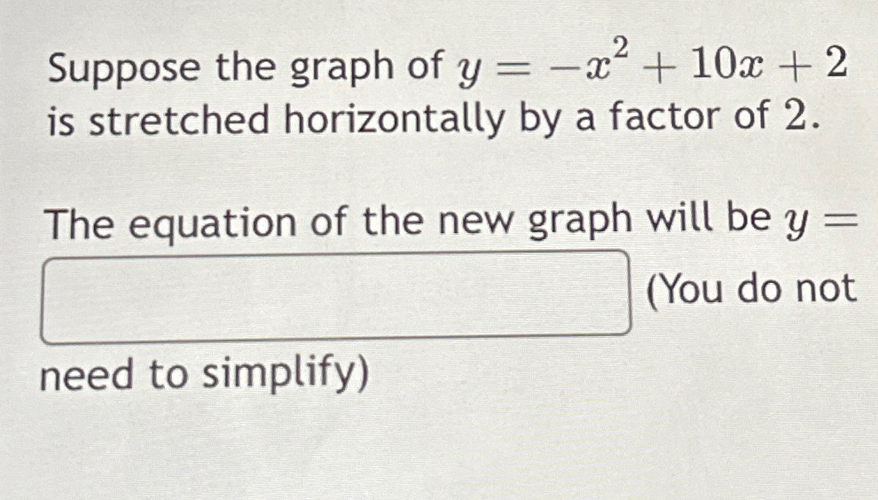 Solved Suppose the graph of y=-x2+10x+2 ﻿is stretched | Chegg.com