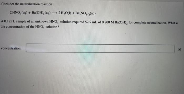 Solved Consider the neutralization reaction | Chegg.com