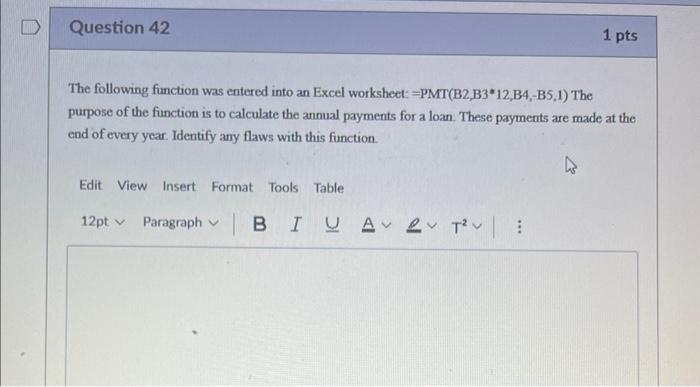 Solved The following function was entered into an Excel | Chegg.com