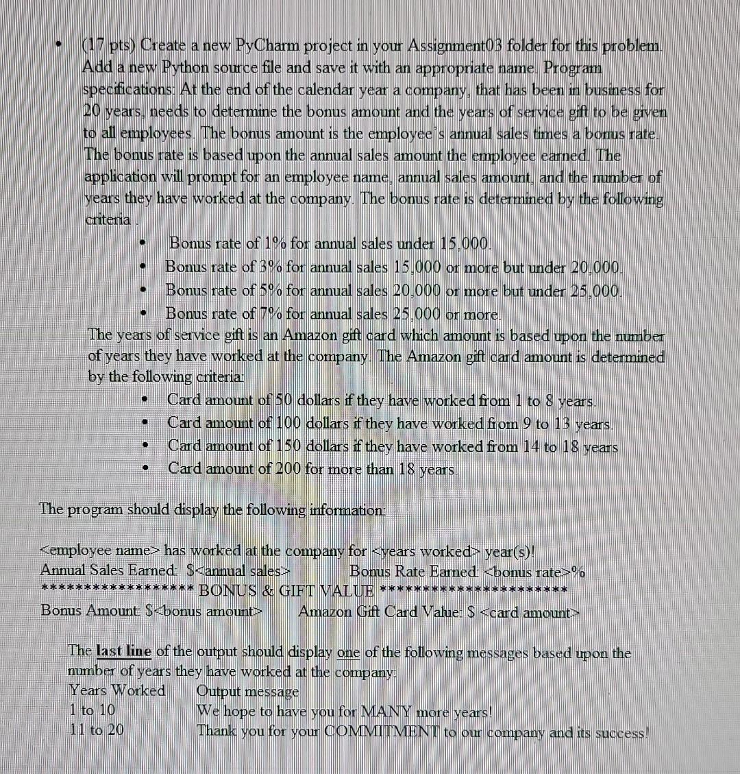 Solved (17 pts) Create a new PyCharm project in your | Chegg.com