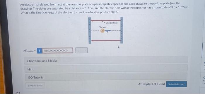 Solved An electron is released from rest at the negative | Chegg.com