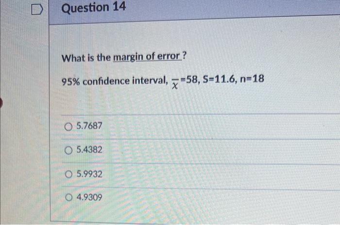 Solved What is the margin of error? 95% confidence interval, | Chegg.com