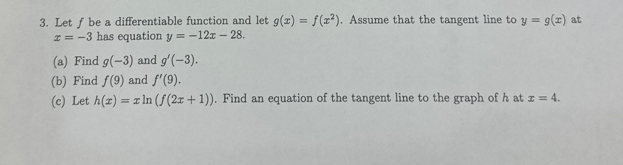 Solved Let f ﻿be a differentiable function and let | Chegg.com