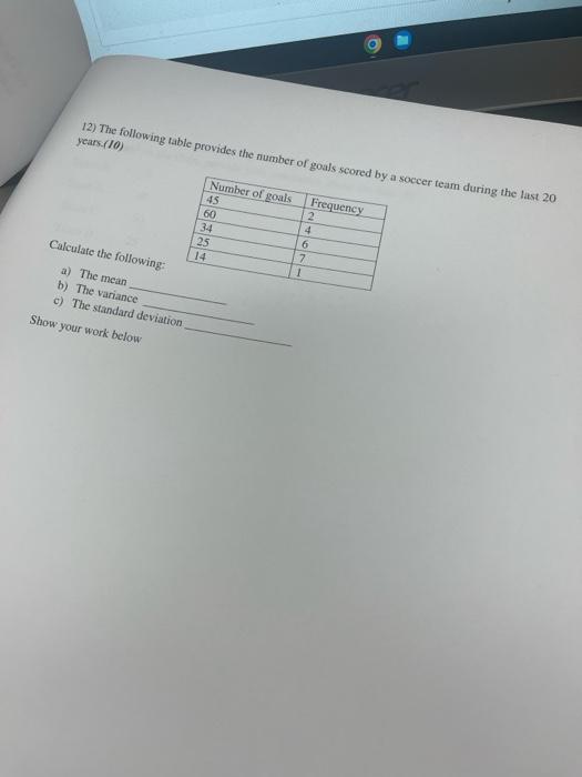 Solved 12) The following table provides the number of gnat. | Chegg.com
