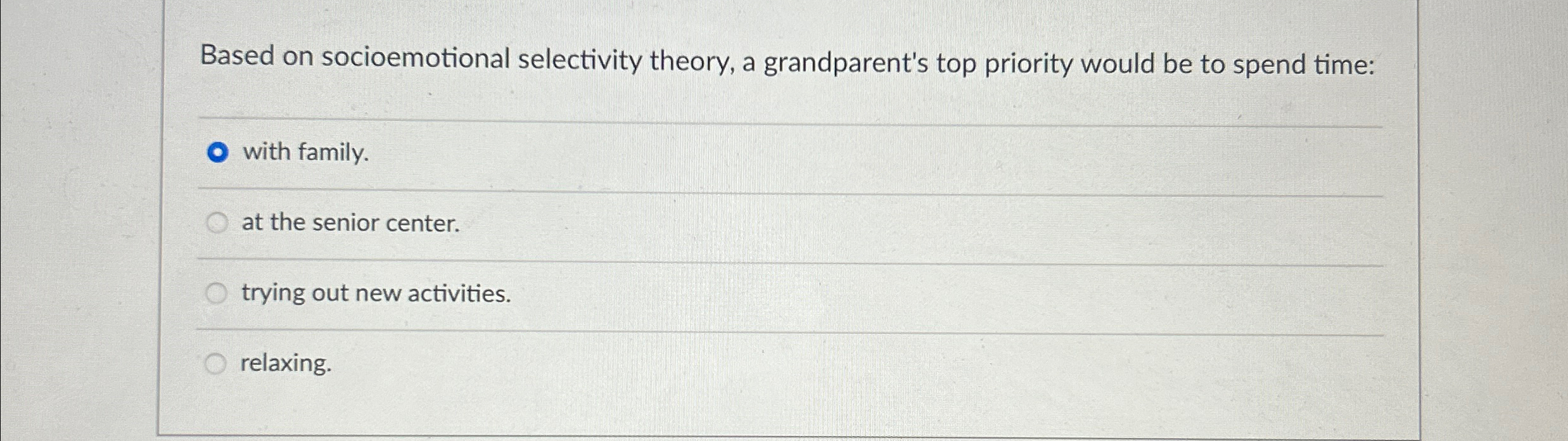 Solved Based on socioemotional selectivity theory, a | Chegg.com
