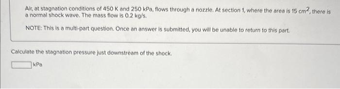 Solved Air, at stagnation conditions of 450 K and 250kPa, | Chegg.com