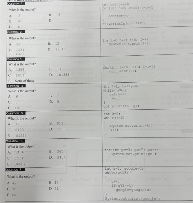 Solved What is the output? A. 2 B. 3 C. 4 D. 5 E. 6 Int | Chegg.com