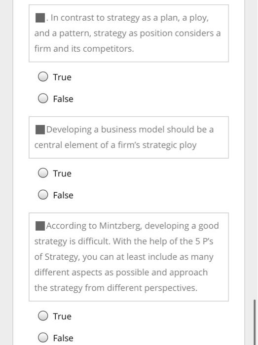 Solved . In contrast to strategy as a plan, a ploy, and a | Chegg.com