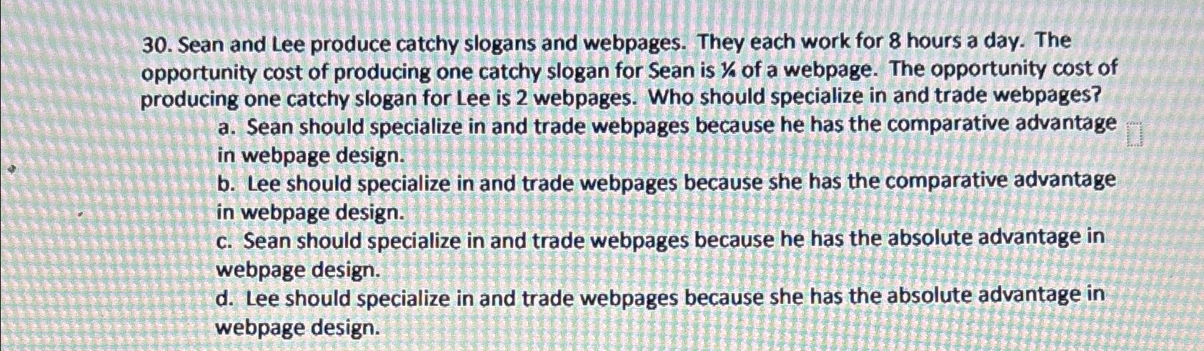 Solved Sean and Lee produce catchy slogans and webpages. | Chegg.com