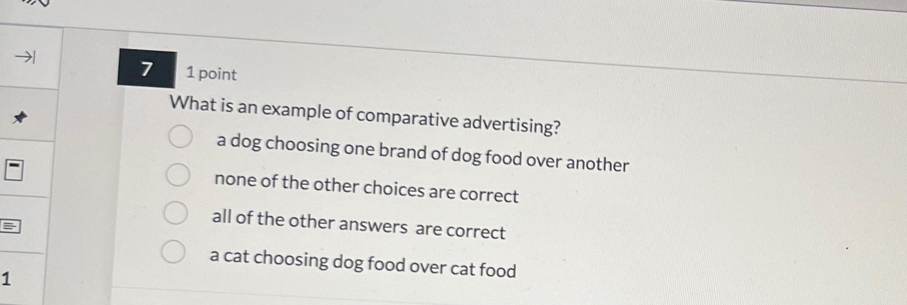 Solved 71 ﻿pointWhat is an example of comparative | Chegg.com