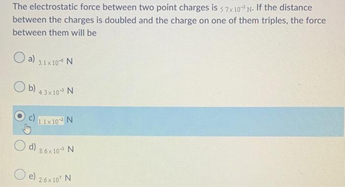 Solved The electrostatic force between two point charges is | Chegg.com