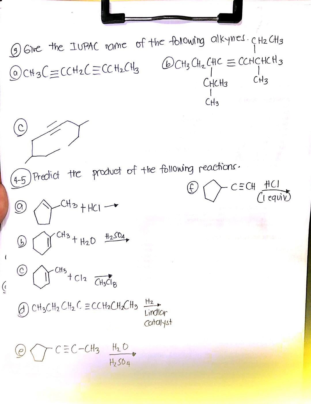 Solved © Give the IUPAC name of the following alkynes.CH2 | Chegg.com