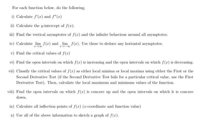 Solved For each function below, do the following. i) | Chegg.com