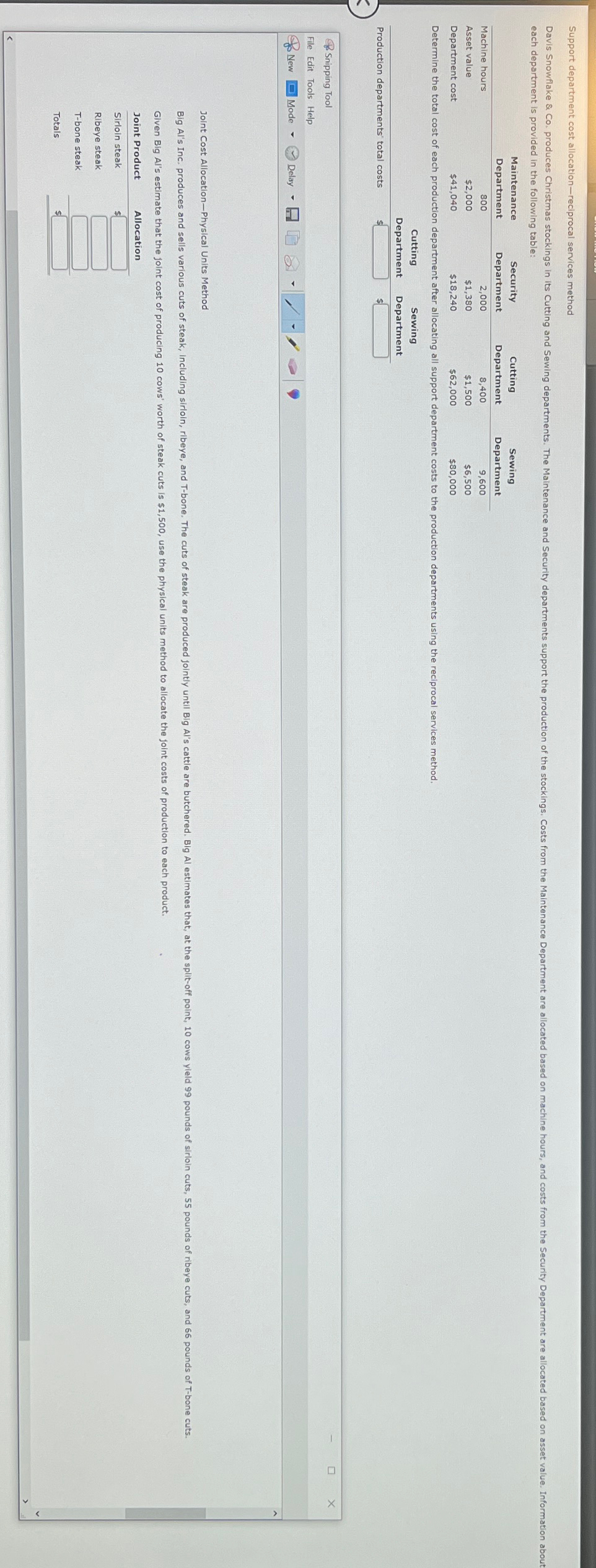 Solved 1. ﻿Support deparment cost allocation - ﻿recripricol | Chegg.com