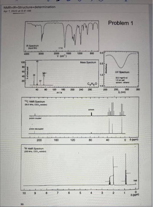 Solved NMR+IR+Structure+determination Apr 7,2023 at | Chegg.com