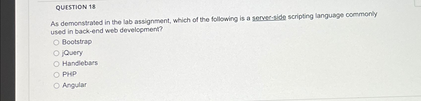 Solved QUESTION 18As demonstrated in the lab assignment, | Chegg.com