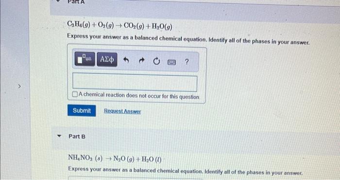 Solved C3H6(g)+O2(g)→CO2(g)+H2O(g) Express your answer as a | Chegg.com