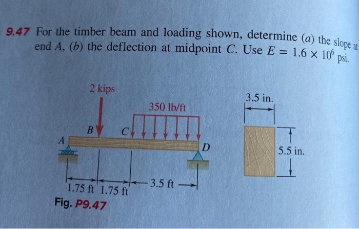 Solved 9.47 For the timber beam and loading shown, determine | Chegg.com