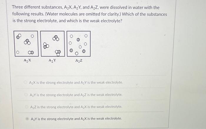 Solved Three different substances, A2X,A2Y, and A2Z, were | Chegg.com