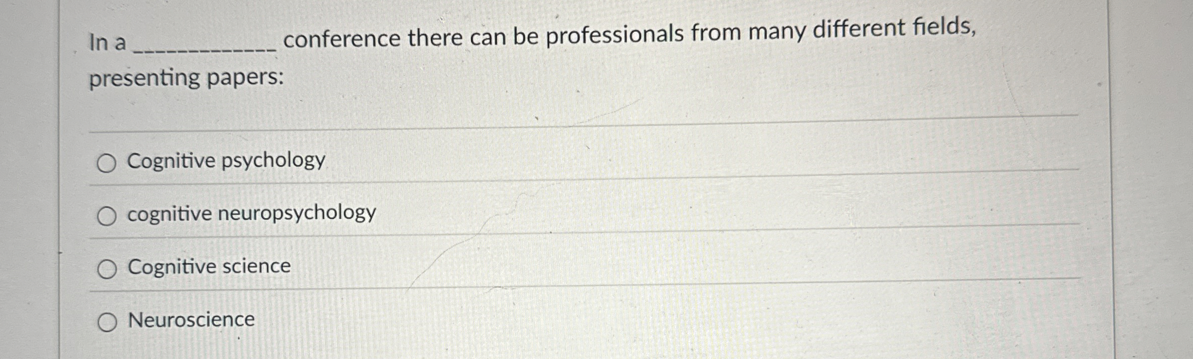 Solved In aconference there can be professionals from many | Chegg.com