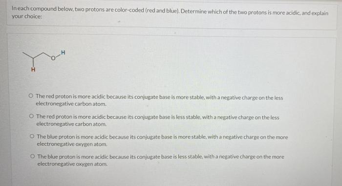 Solved In each compound below, two protons are color-coded | Chegg.com